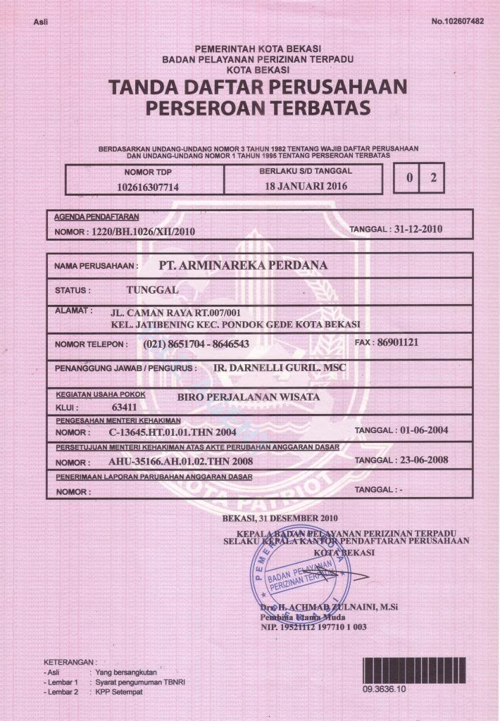 Tanda Daftar Perusahaan - Homecare24