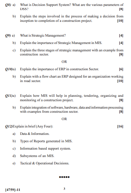 TQM AND MIS IN CIVIL ENGINEERING Pune University BE Civil April 2015 ...