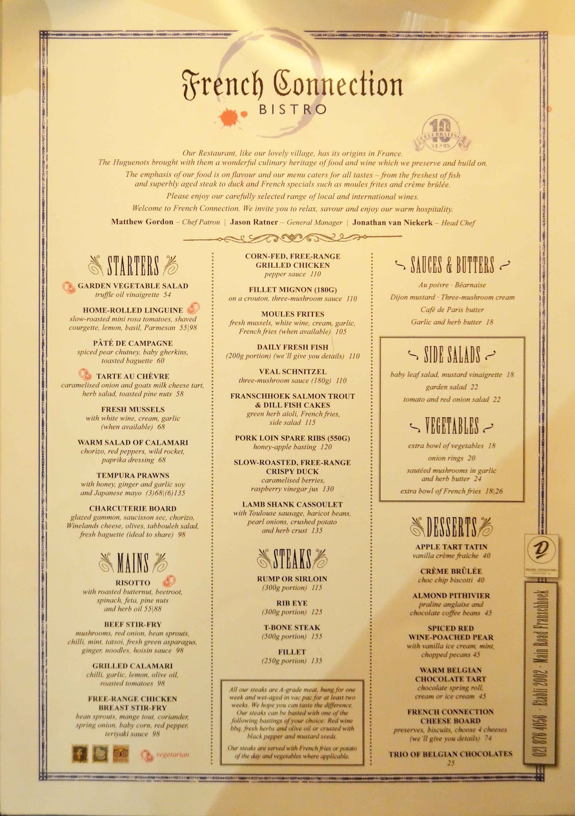 .: Franschhoek Uncorked: to French Connection for dinner