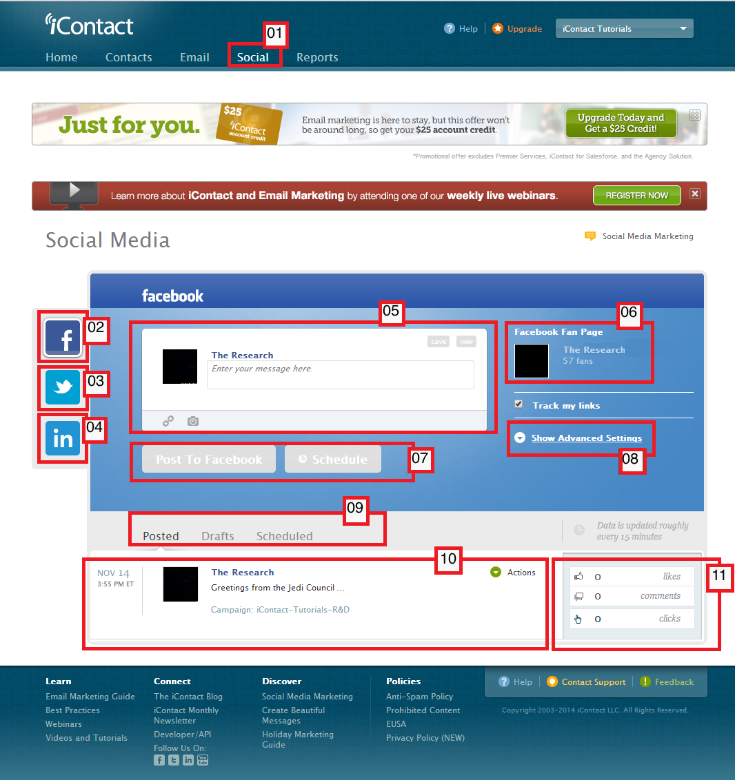 Social Tab | iContact Tutorials