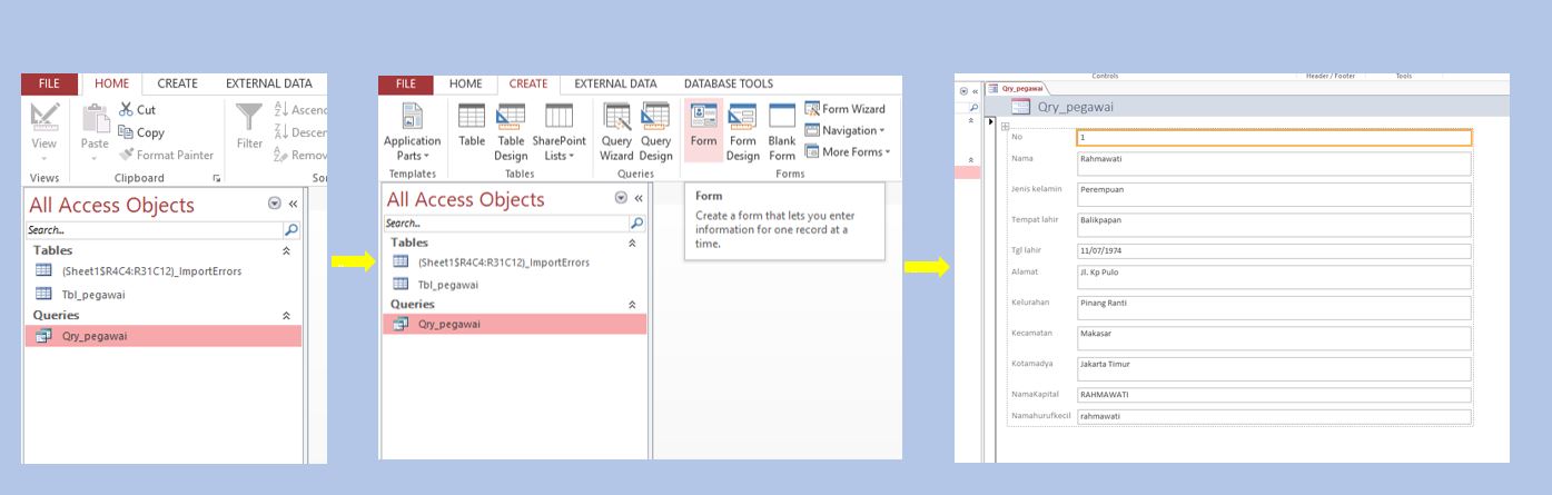 Mudah Belajar Ms Access: #MsAccess003: Membuat Form Tampilan