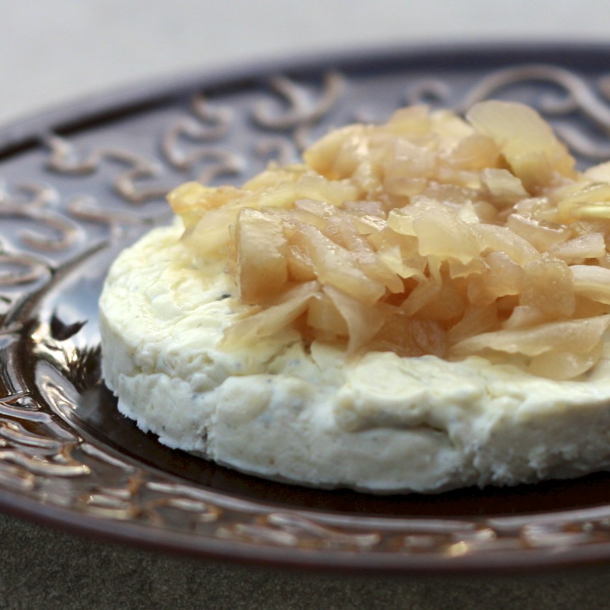 Blue Cheese Cheesecake with Pear Onion Jam
