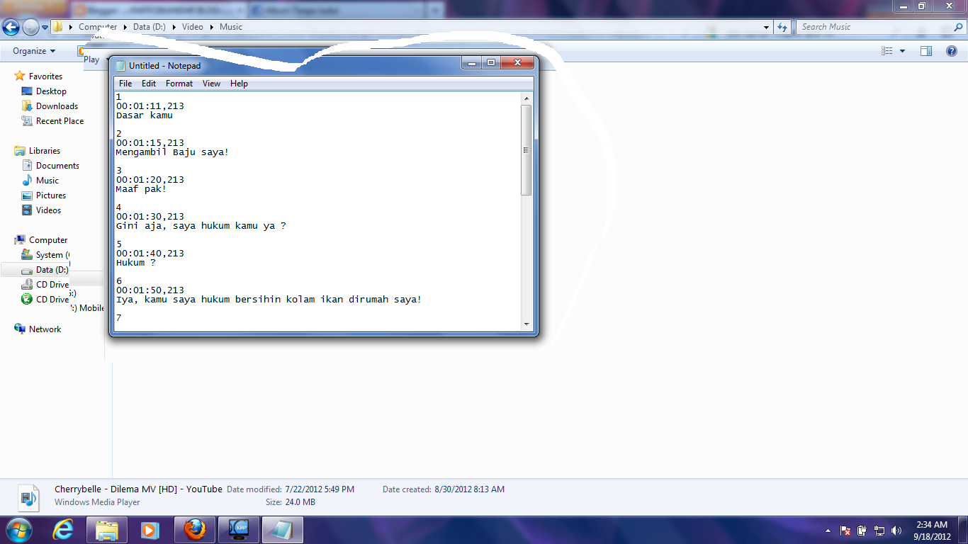 RAFFI ISKANDAR BLOG: CARA MEMBUAT SUBTITLE DENGAN NOTEPAD
