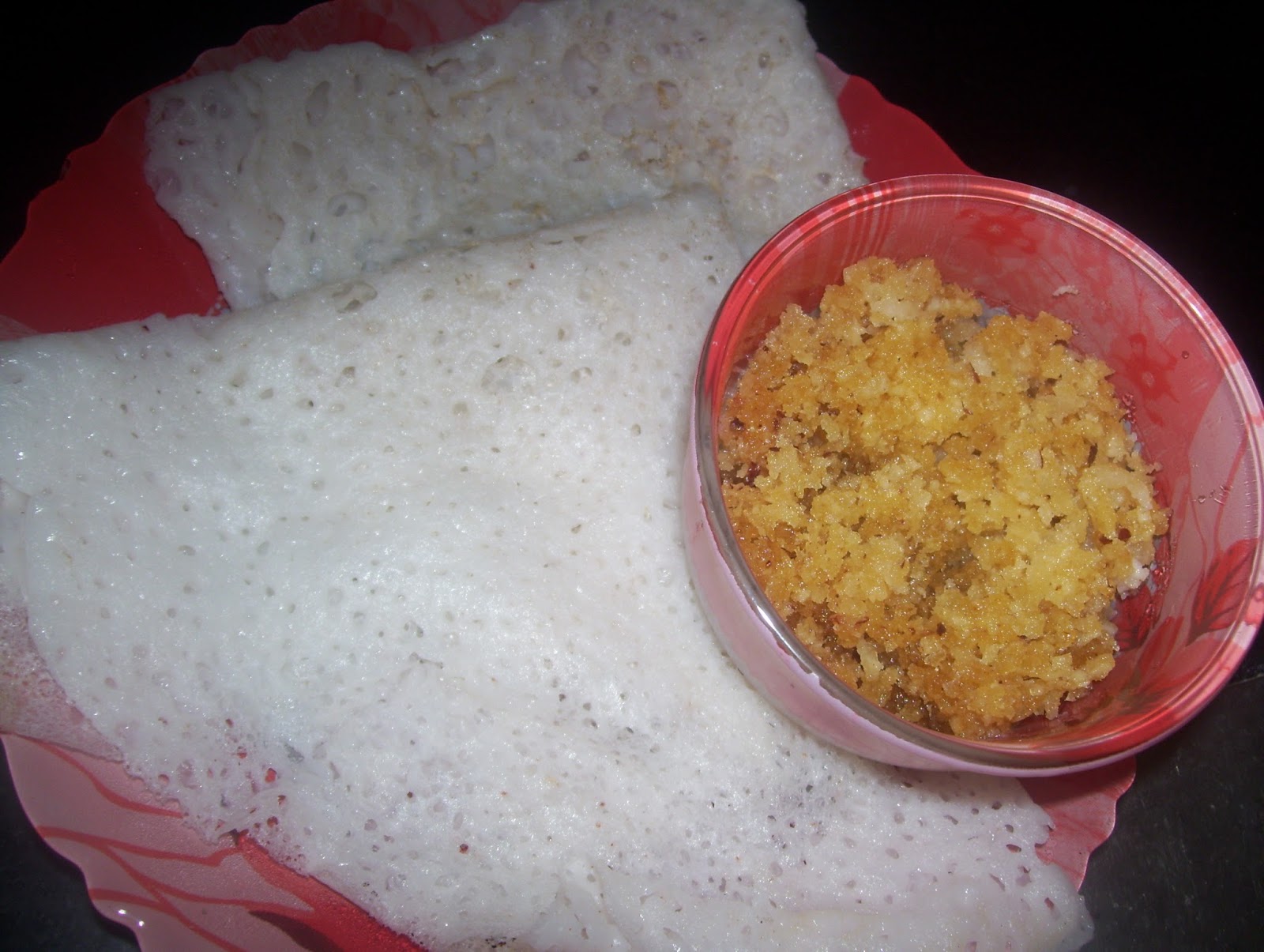 Neer dosa with Coconut Chooran