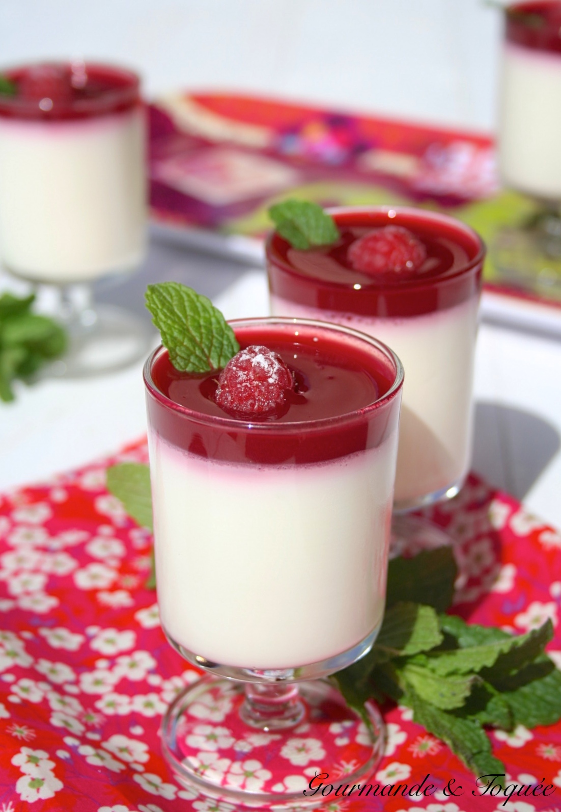 Gourmande&Toquée: Panna cotta au combava, coulis de framboise