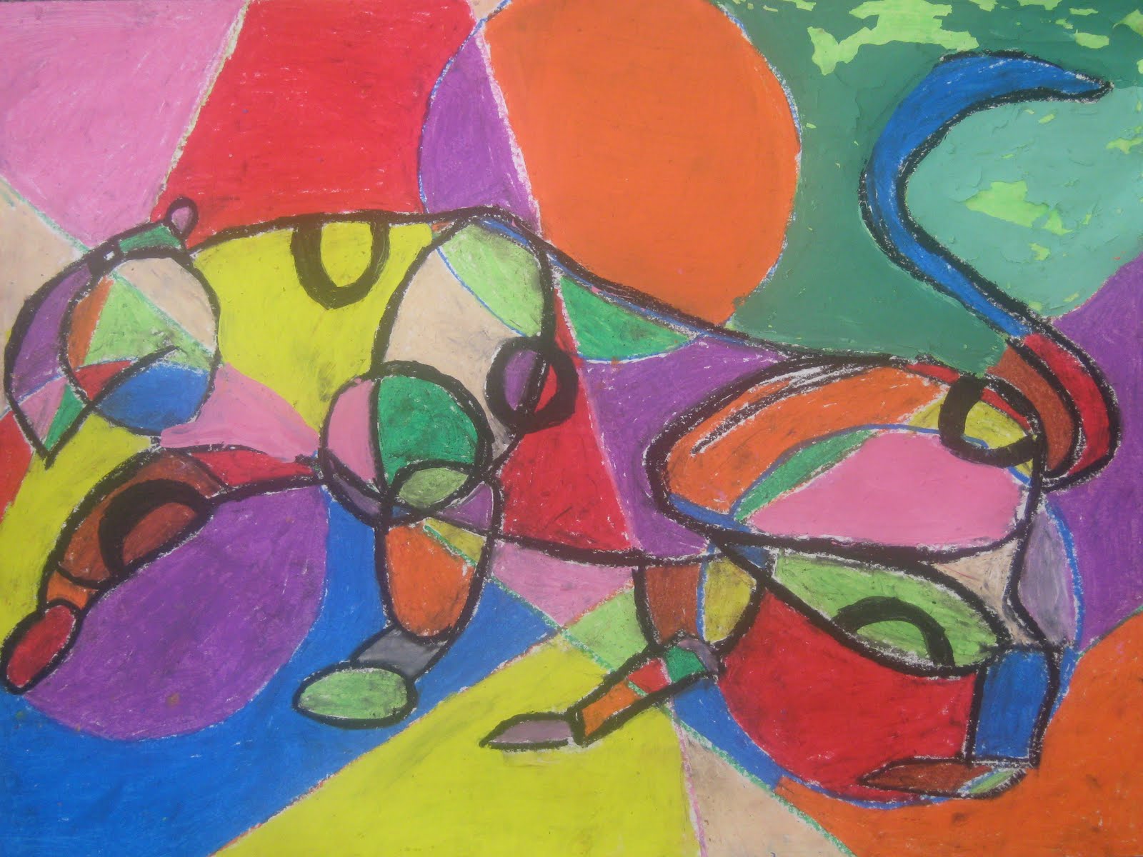 Cubist Animal Art Rowland Hall: Mixed Media Cubist Animals