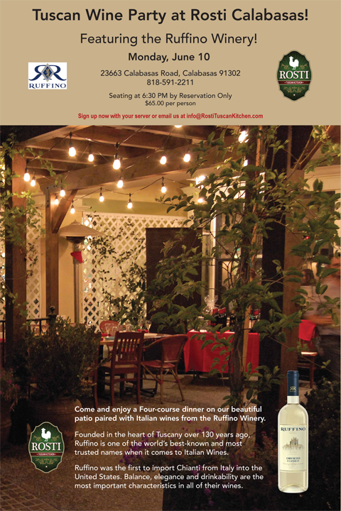 ROSTI TUSCAN KITCHEN: Special Event: Tuscan Wine Party featuring the ...