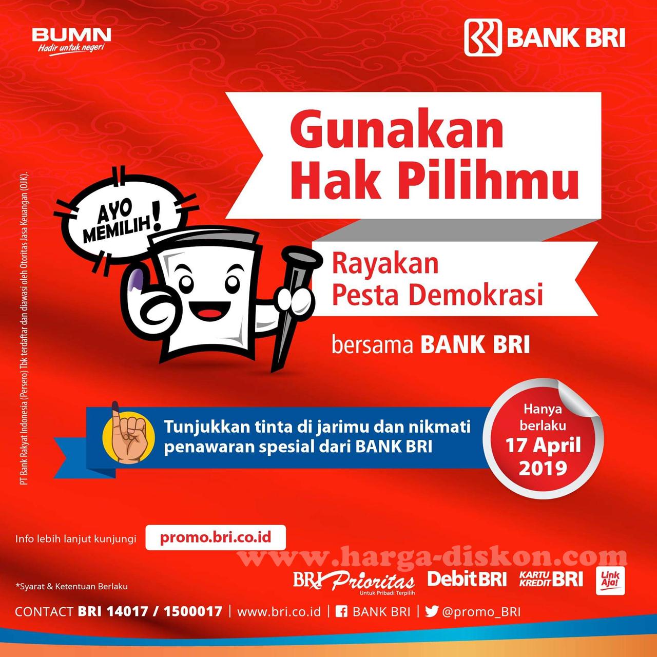 Promo BRI Terbaru Spesial Pemilu 2019