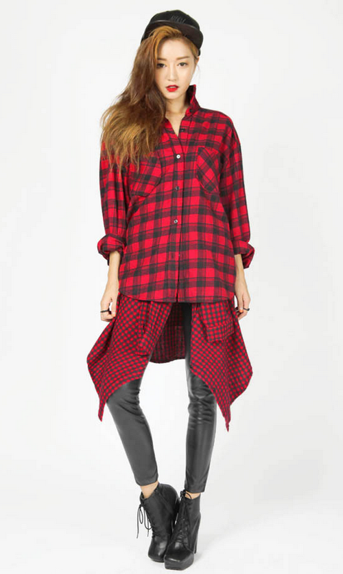 [Stylenanda] Long Sleeved Flannel Shirt | KSTYLICK - Latest Korean ...
