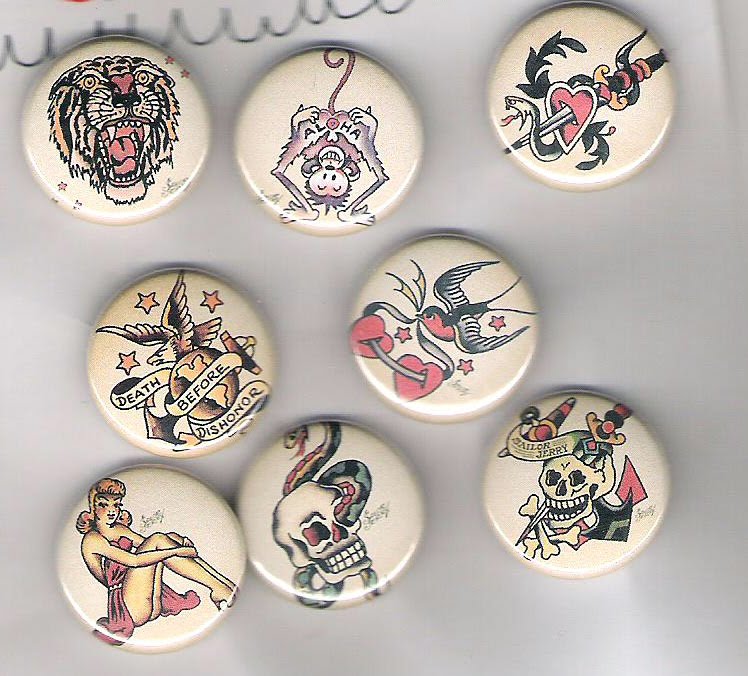 Rare Creature Designs: Sailor Jerry 8-pack button set!