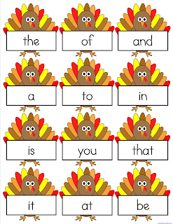 Teachers R US: Turkey Theme Sight Words Activities (High Frequency ...