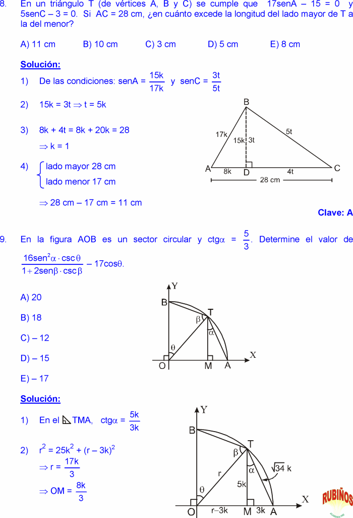 Razones trigonométricas ejemplos y ejercicios resueltos