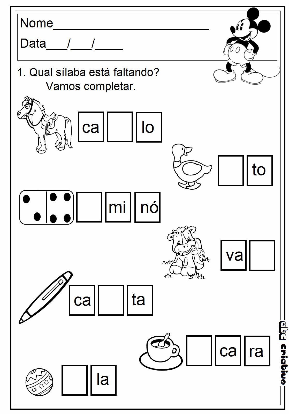 Atividades Para Completar Palavras Com Silabas Simples - REVOEDUCA