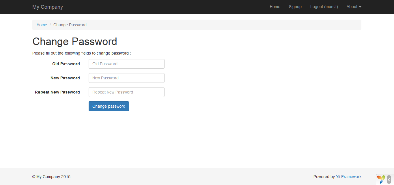 Change password with validation and repeat password on Yii2 ~ mumunotes Change password with validation and repeat password on Yii2 ~ mumunotes