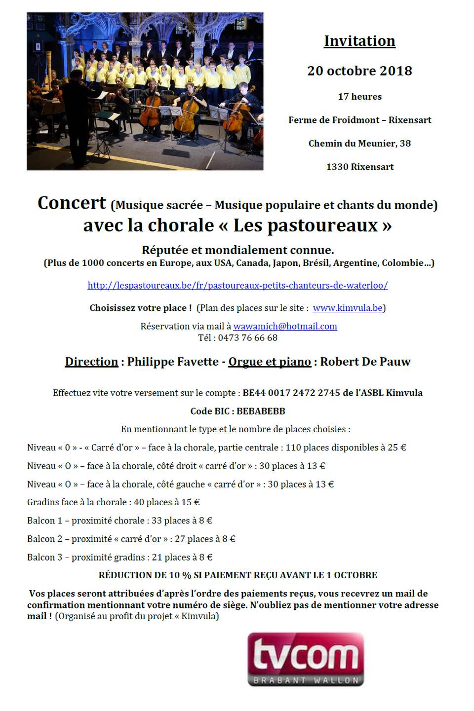 Annonces: INVITATION : Concert avec la chorale Les Pastoureaux