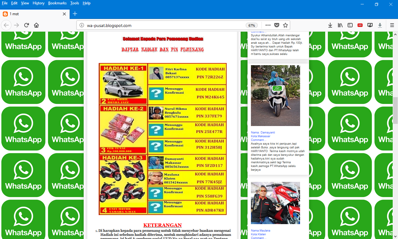 Pusat Informasi penipuan SMS | Daftar Nama Penipu SMS