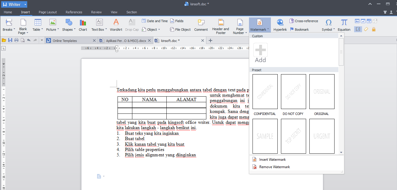 Membuat Tulisan Tanda Air atau Watermark - blog kibe