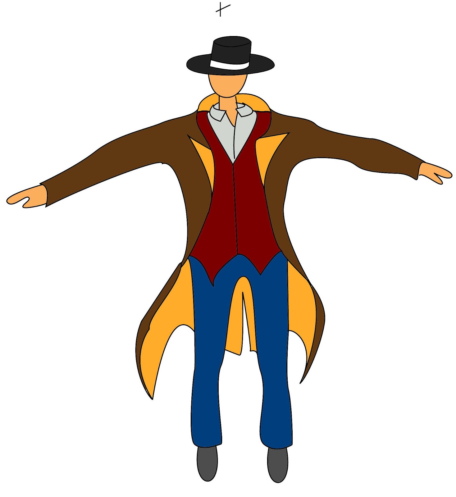 Ash Ingham's DFGA: Character design in T-pose, Side and Back positions