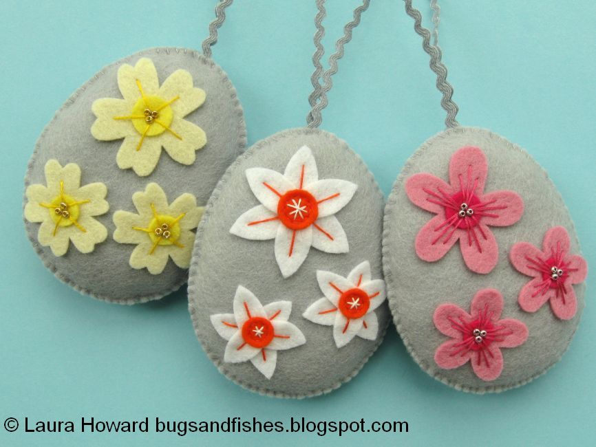 Bugs and Fishes by Lupin: Spring Flowers Felt Easter Egg Ornaments Tutorial