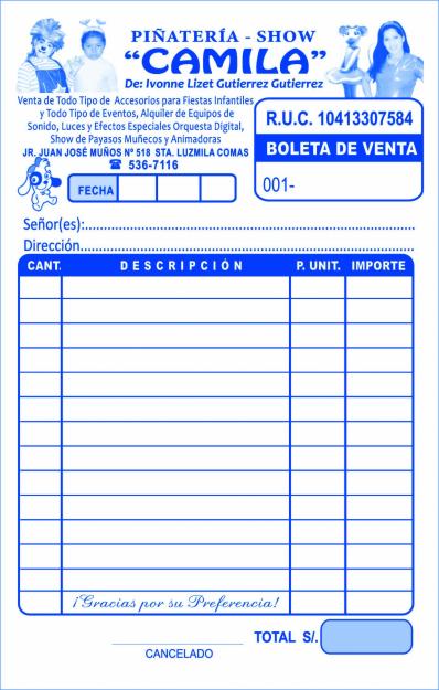 Xavier Ramos : Boletas De Ventas