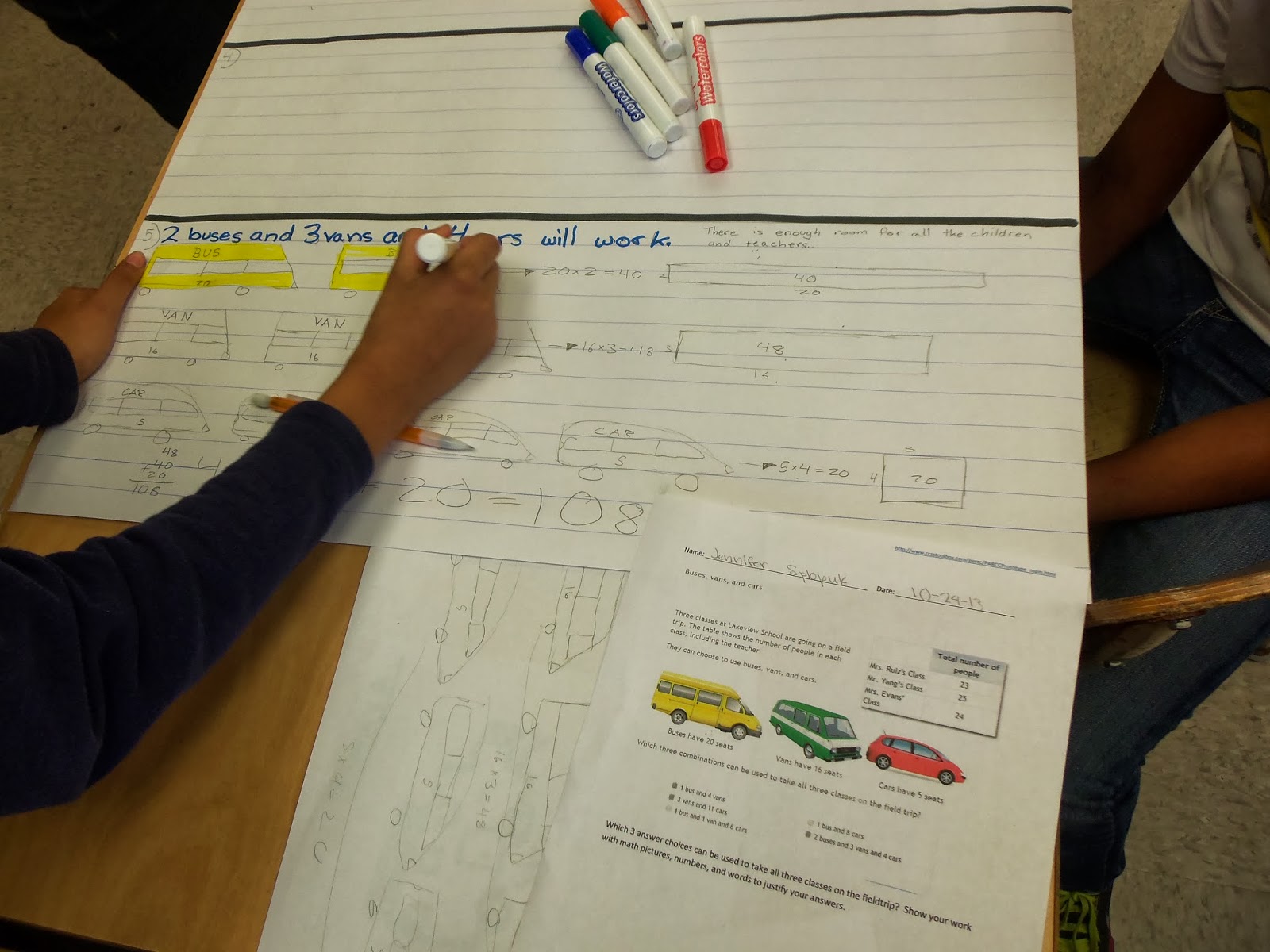 Mom and Me Math Activities: 4.NBT.5 Buses, Vans, and Cars Problem Solving