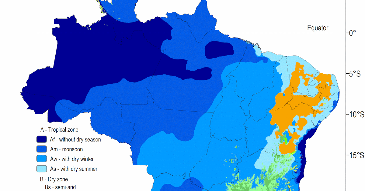 Climate classification for Brazil, according to the Köppen criteria - Ecoclimax