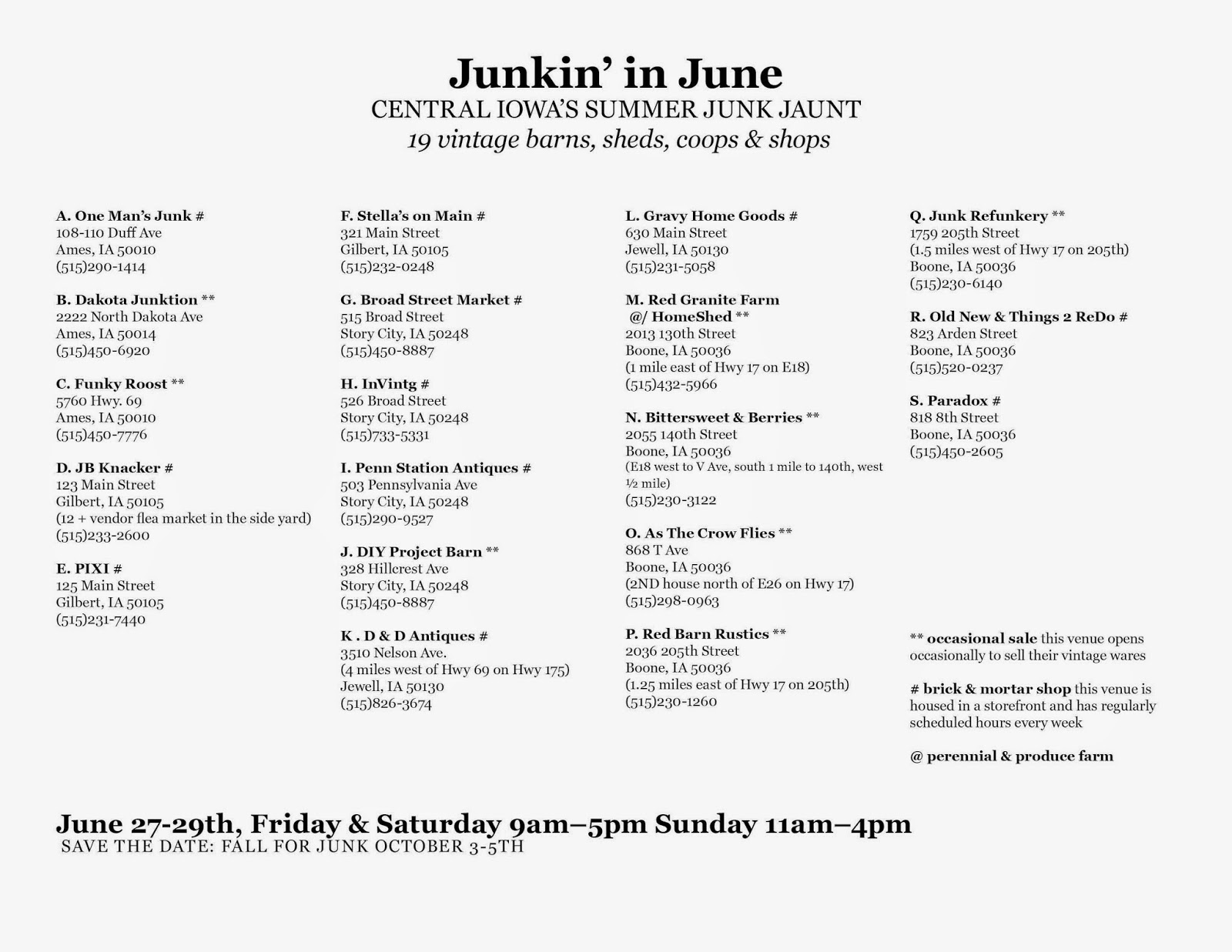 JB Knacker: Junkin in June ~ Friday-Sunday, June 27th - 29th