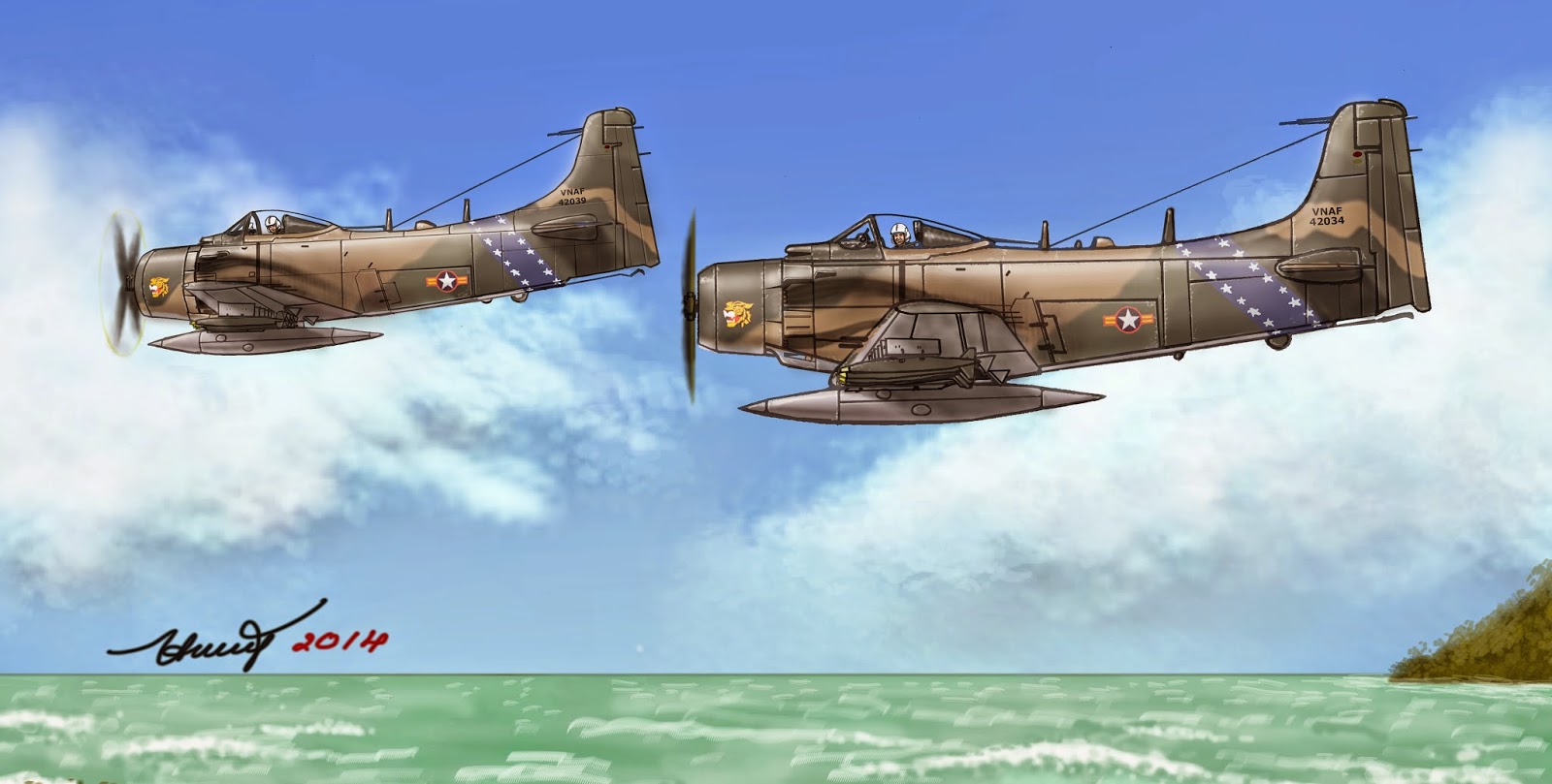 Stories and Art: VNAF A1 Skyraiders - What a beautiful day!