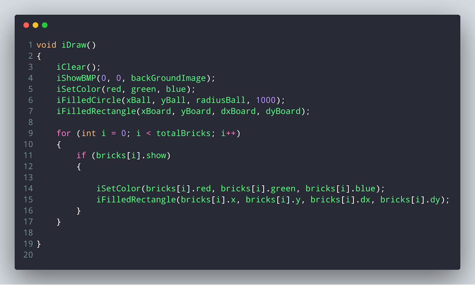 iGraphics Tutorial DX Ball (Using Vector to Change Ball Direction) Source Code