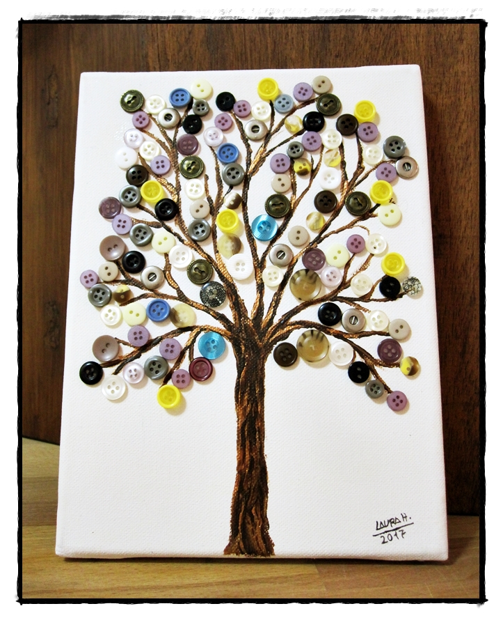 ay que cosicas!!: Cuadro de árbol con hojas de botones