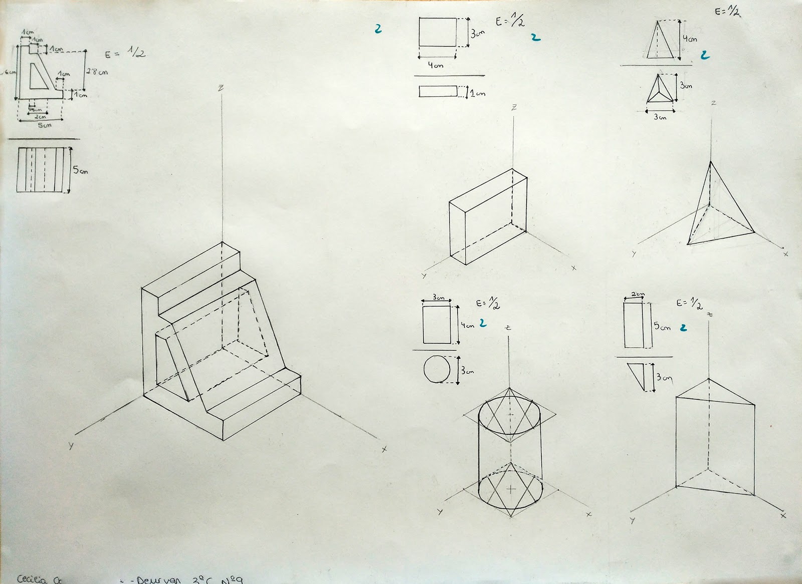 EPVa - Colegio San José fesd: Perspectiva Isométrica y Caballera