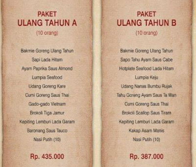 Daftar Harga Menu Ta Wan Restoran China Favorit