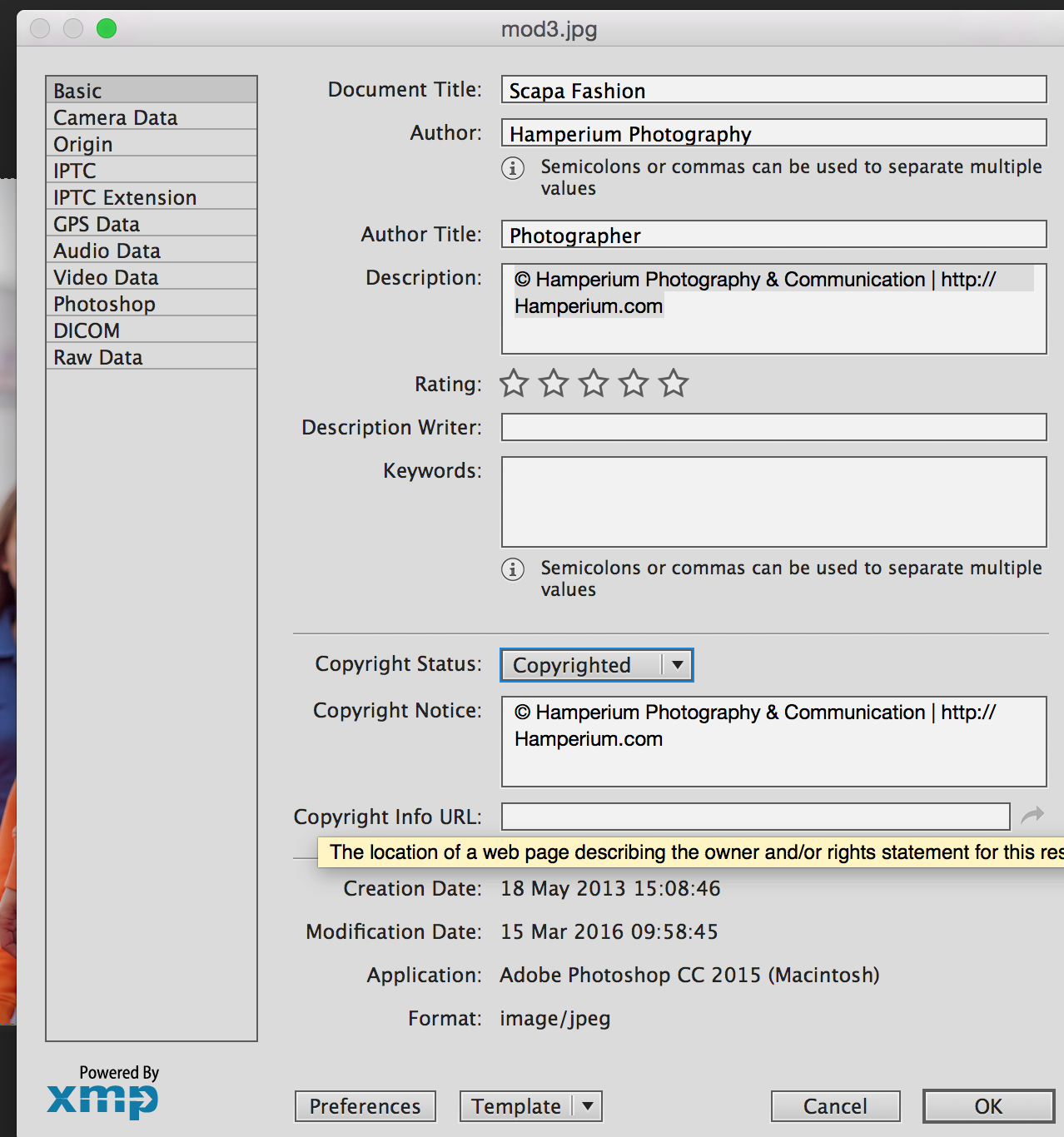 Hamperium Photography & Communication: How to add Metadata in Photoshop