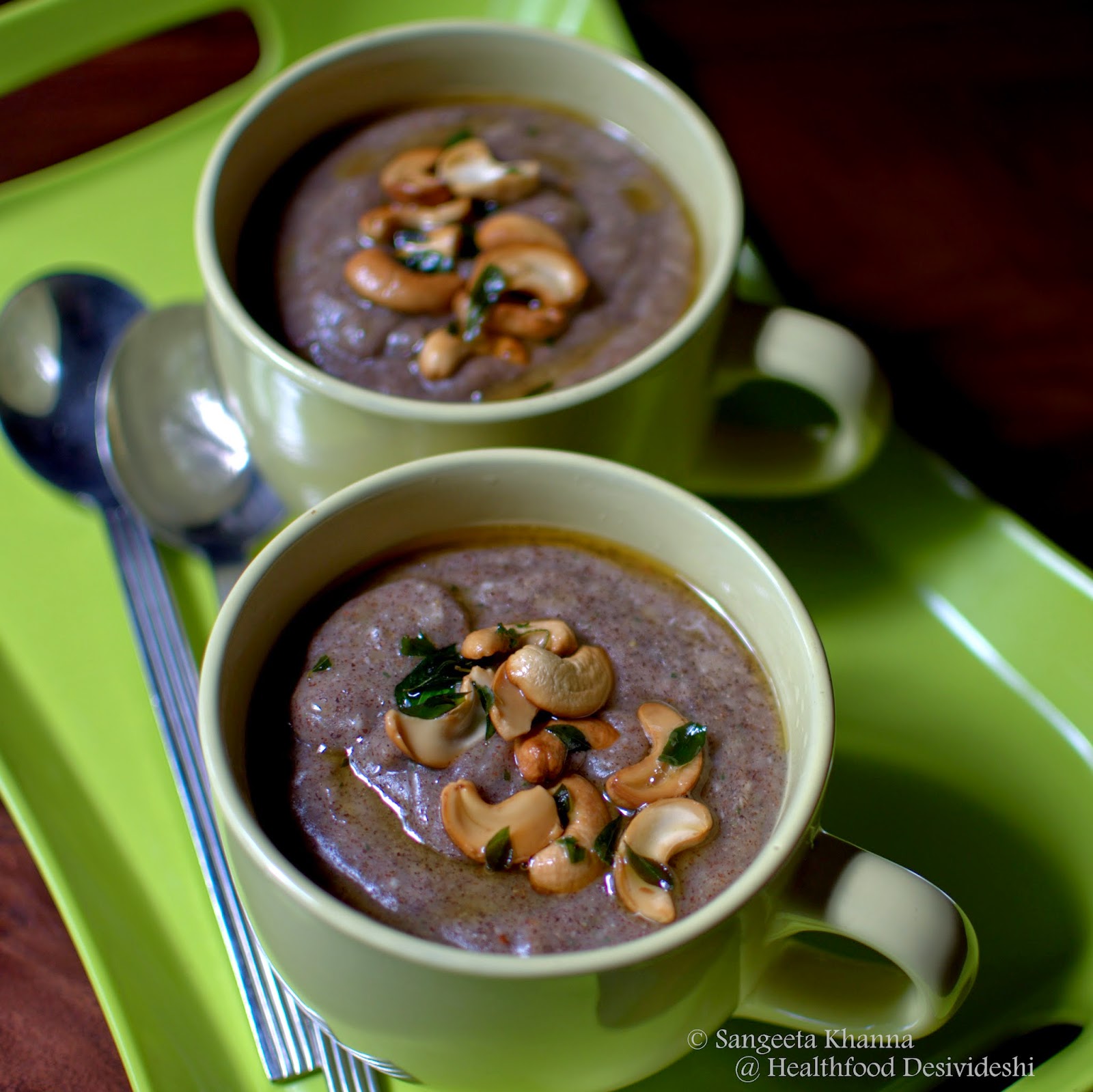 savoury porridge with ragi flour and fried cashew nuts | health ...