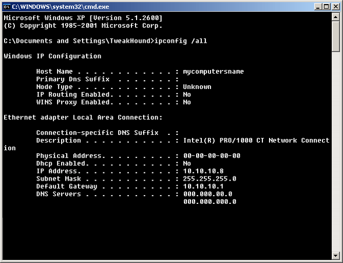 Informática Javier Padrón: Orden IPCONFIG