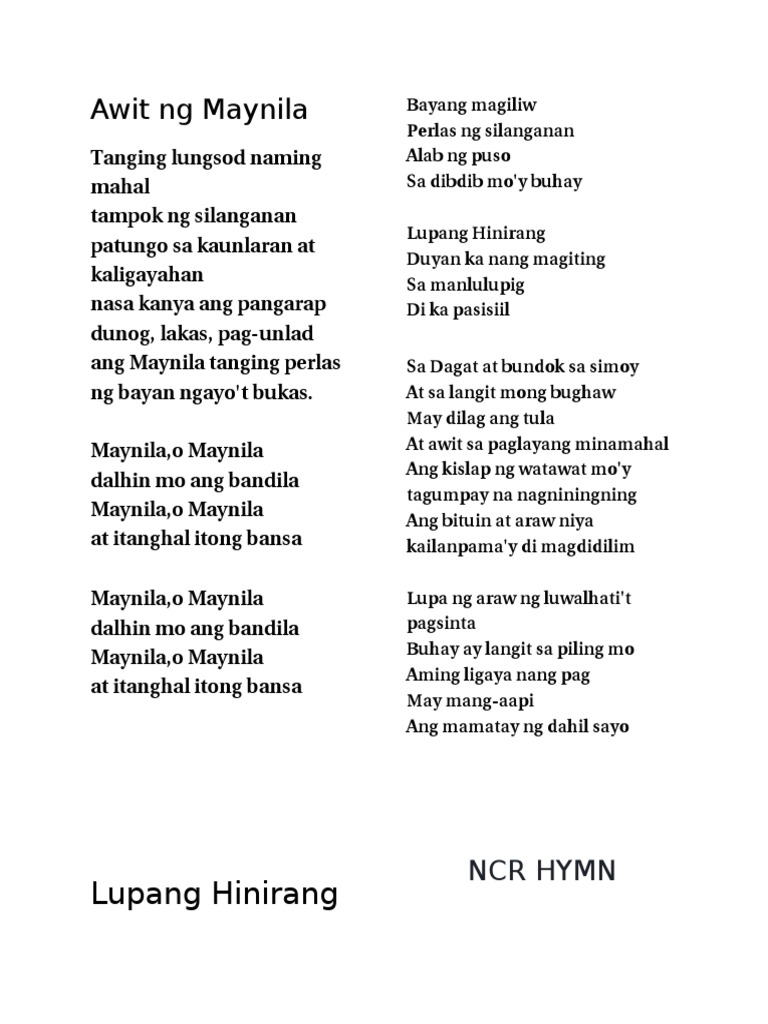 ncr hymn - philippin news collections