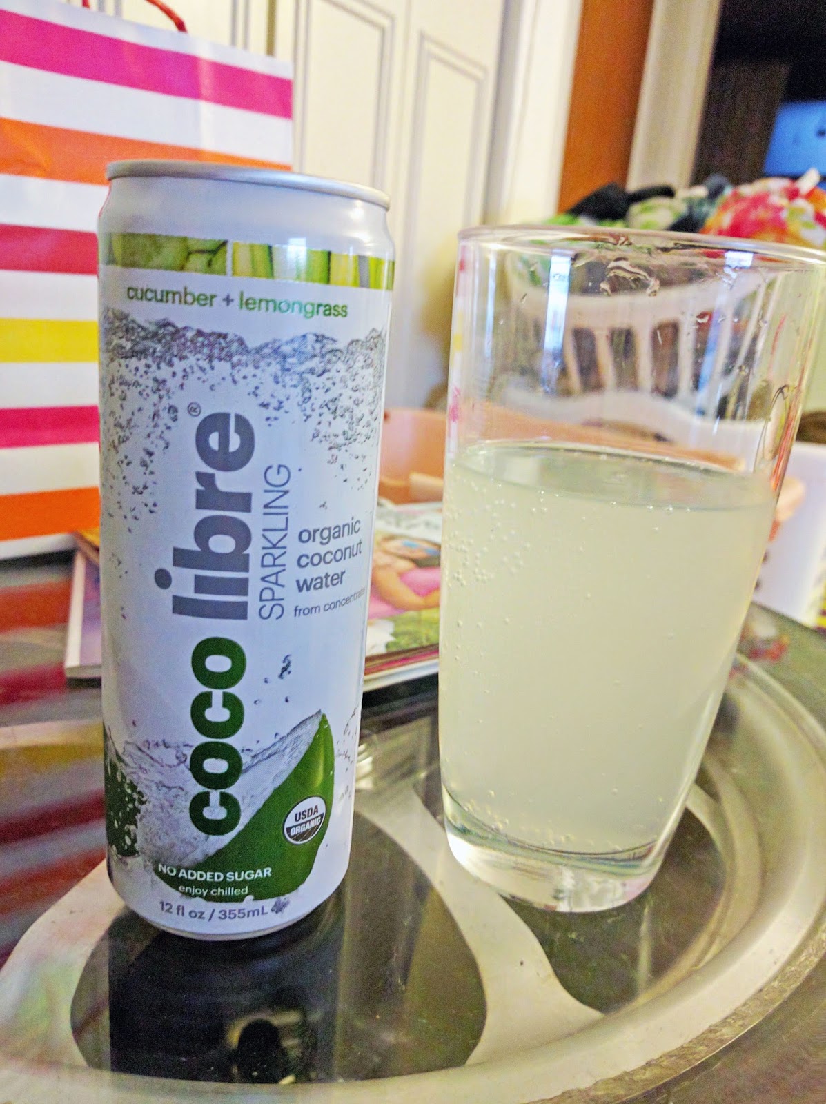 Coco Libre Cucumber Lemongrass flavored sparkling coconut water