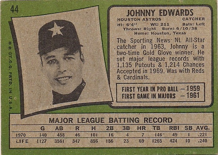 Topps 1971: no. 44 - johnny edwards