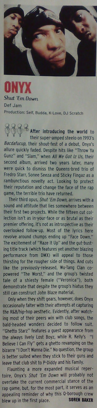 HipHop-TheGoldenEra: Album Review : Onyx - Shut' Em Down - 1998