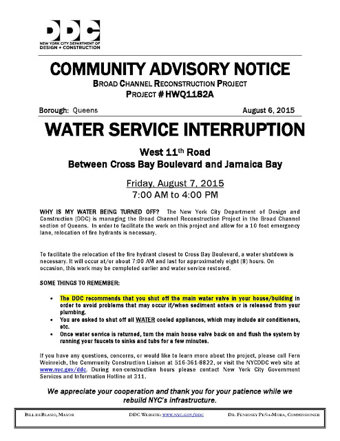 West 12th Road Block Association News: Water Service Interruption ...