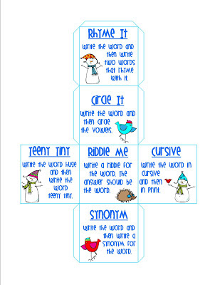 Mrs. Crofts' Classroom: Winter Word Work Dice!