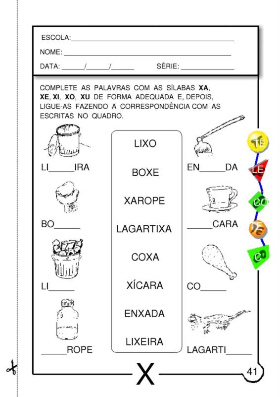 ENSINANDO E APRENDENDO COM A PROFª ANA ALICE: ATIVIDADES COM A LETRA X