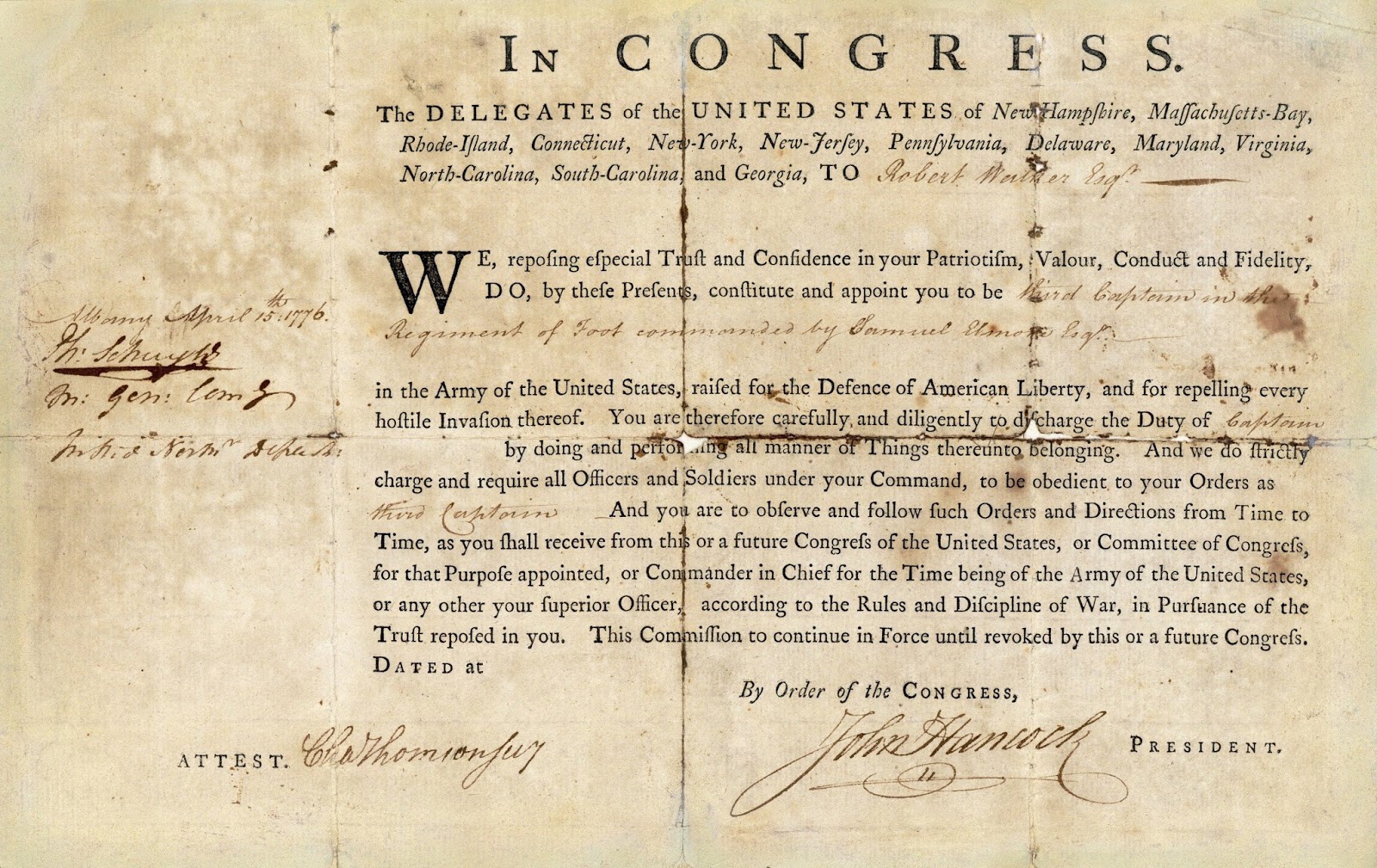 President John Hancock: John Hancock Continental Congress Chronology