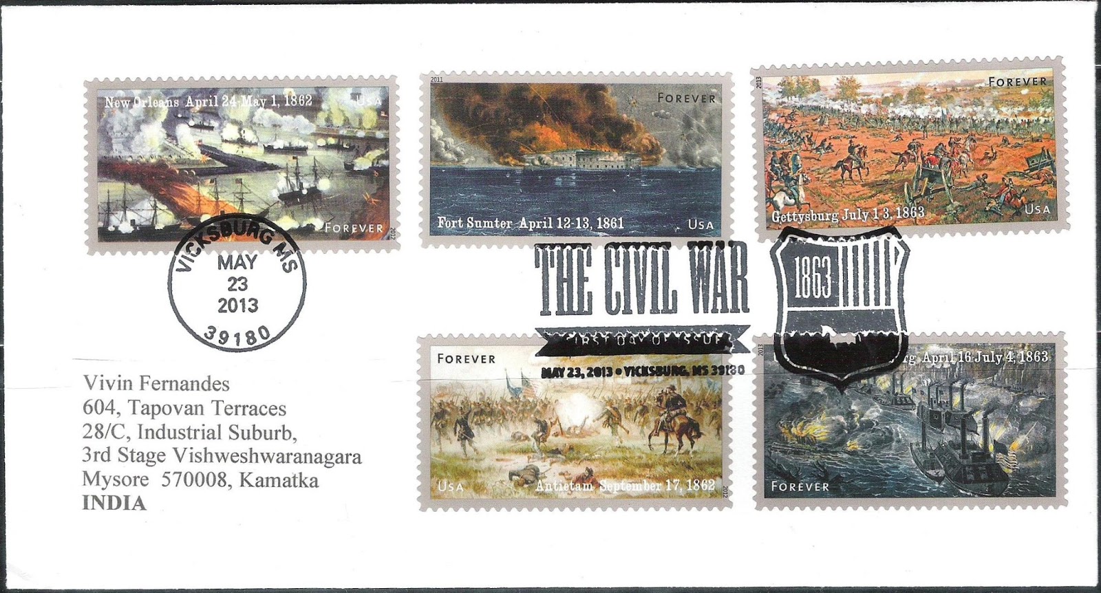 My Postage Stamps Collection: Cover - USA, The Civil War