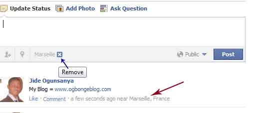 How to add LOCATION to Facebook Status Updates ( e.g near Tripoli ...