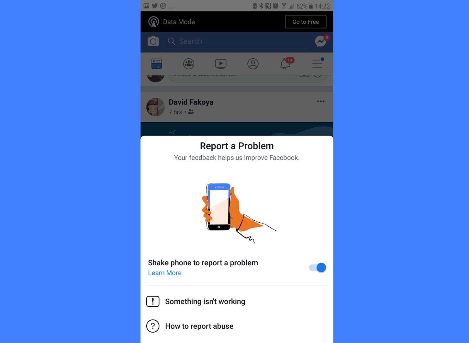 Facebook "Shake to Report" feature is not designed to send users in FB Jail