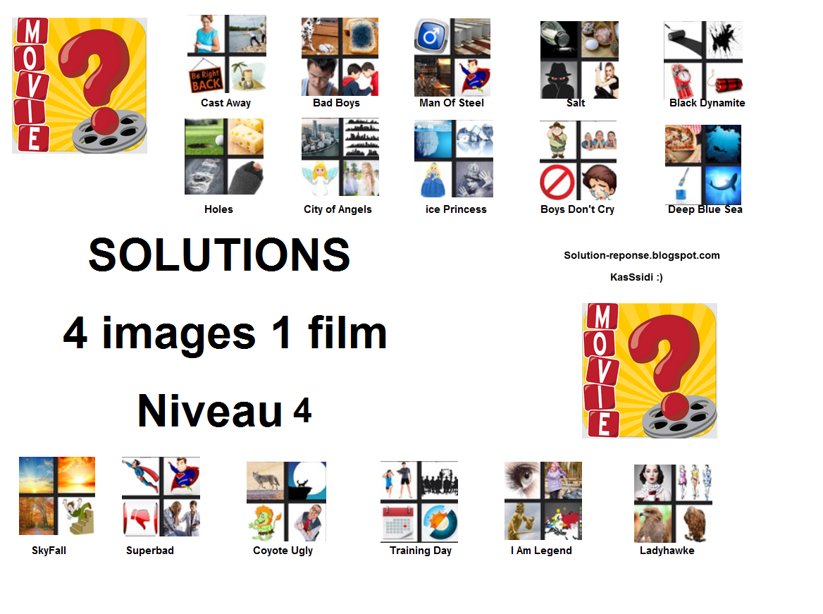 Solution 4 images 1 film niveau 4 ~ Toutes les solutions réponses des ...