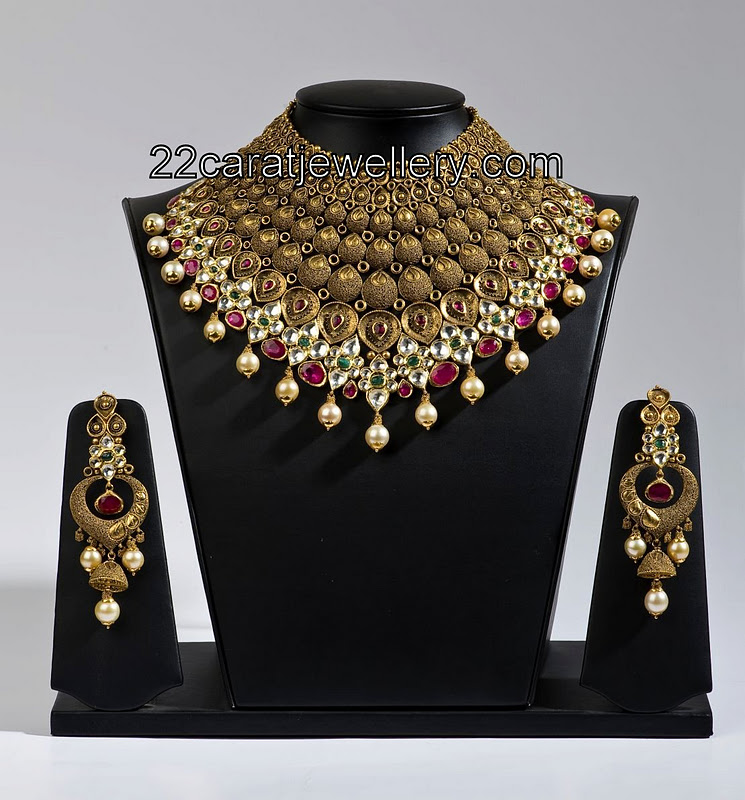 Antique Designer Sets (Gold Bridal Necklaces) - Jewellery Designs
