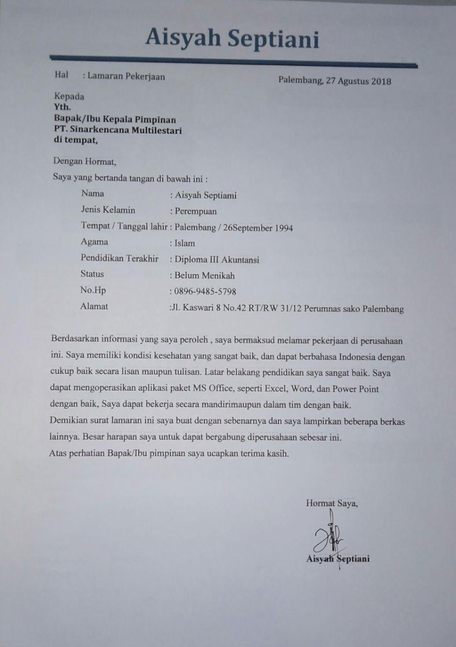 Contoh Surat Lamaran Kerja Terbaik dan terbaru - Risdanababan.Com