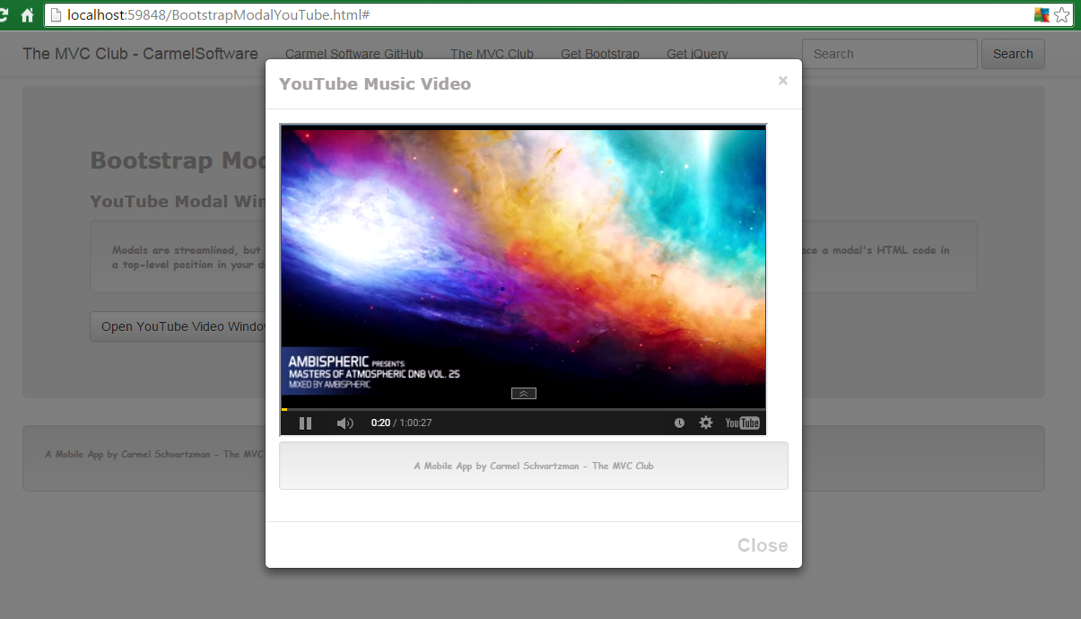 The ASP.NET MVC Club: Bootstrap Tutorial Lesson 7 - Responsive YouTube Video Modal Window